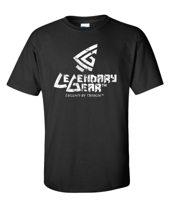 T-shirt, black w/ distressed white logo - Legendary Gear